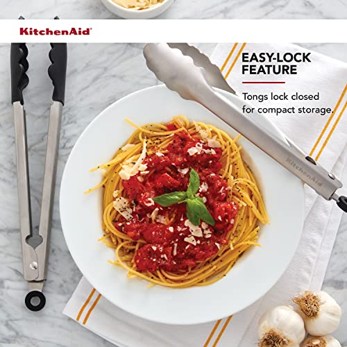 KitchenAid Universal Serving and Silicone Tipped Stainless Steel Kitchen Tongs, Set of 2