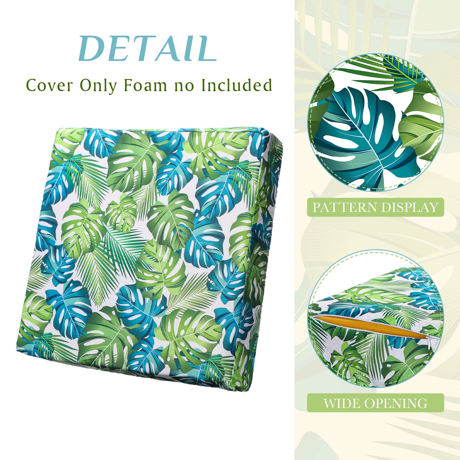 Batiyeer 8 Pcs Outdoor Cushion Slipcovers Patio Chair Cushion Covers Replacement Waterproof Square Outdoor Seat (20 x 20 x 4 Inch)