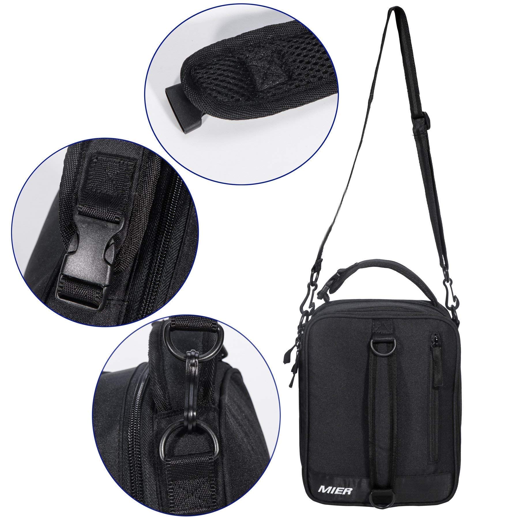 MIER Insulated Lunch Box 2 Compartment Lunch Bag and Expandable Lunch Pack for Men, Women, Black