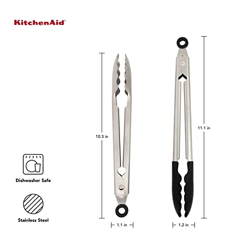 KitchenAid Universal Serving and Silicone Tipped Stainless Steel Kitchen Tongs, Set of 2