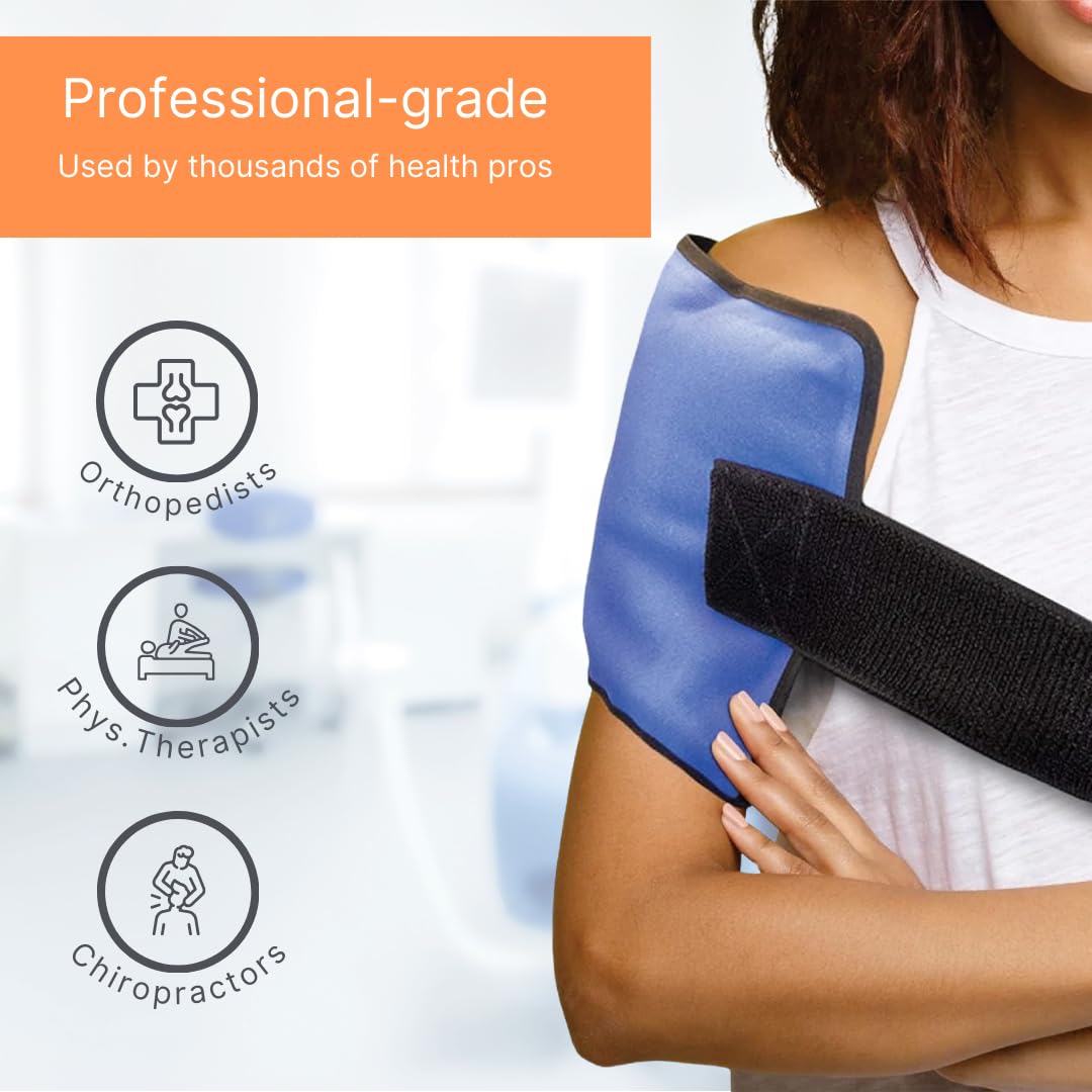FlexiKold Reusable Gel Ice Pack with Straps – Cold Compress Pack for Injuries – Flexible Medical Ice Wrap for Back, Shoulders, Legs, Knees, Sciatica, Muscle Pain – Half Size