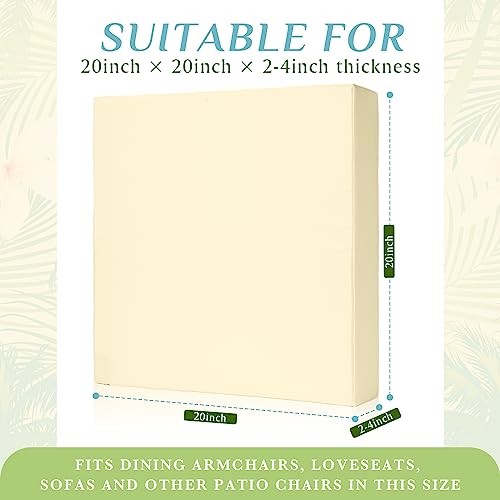 Batiyeer 8 Pcs Outdoor Cushion Slipcovers Patio Chair Cushion Covers Replacement Waterproof Square Outdoor Seat, 20 x 20 x 4 Inch (Solid Beige)