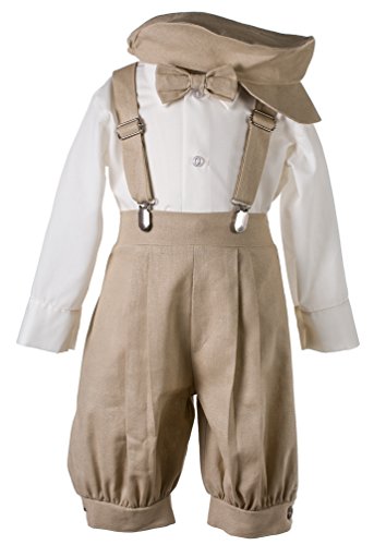 Tuxgear Boys Tan Linen Knickerbocker 5 Piece Set, Toddler 3