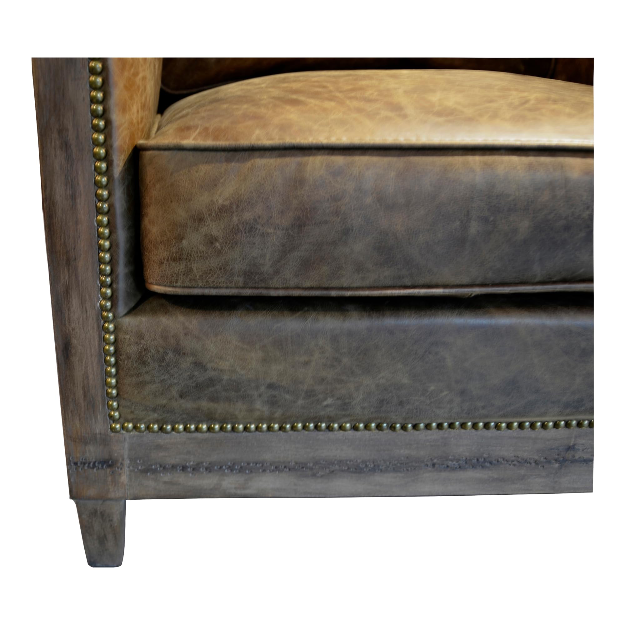 NADAAL STUDIOS Kael - Club Chair with Solid Rubberwood Frame and Genuine Leather in Brown
