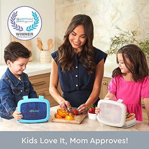Bentgo® Kids 5-Compartment Lunch Box With Kids 2-in-1 Backpack & Insulated Lunch Bag (Glitter Edition - Silver)