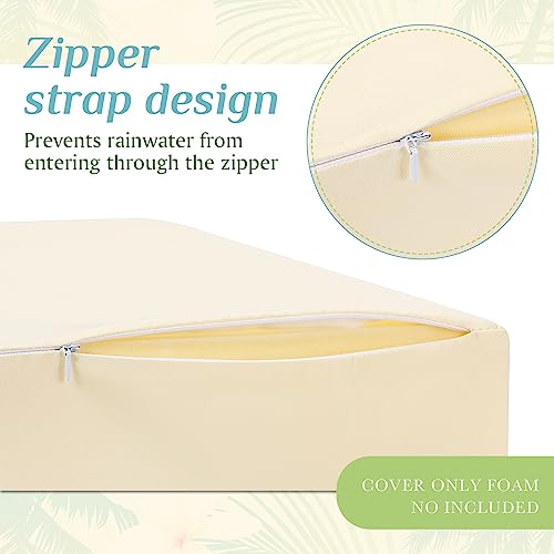 Batiyeer 8 Pcs Outdoor Cushion Slipcovers Patio Chair Cushion Covers Replacement Waterproof Square Outdoor Seat, 20 x 20 x 4 Inch (Solid Beige)
