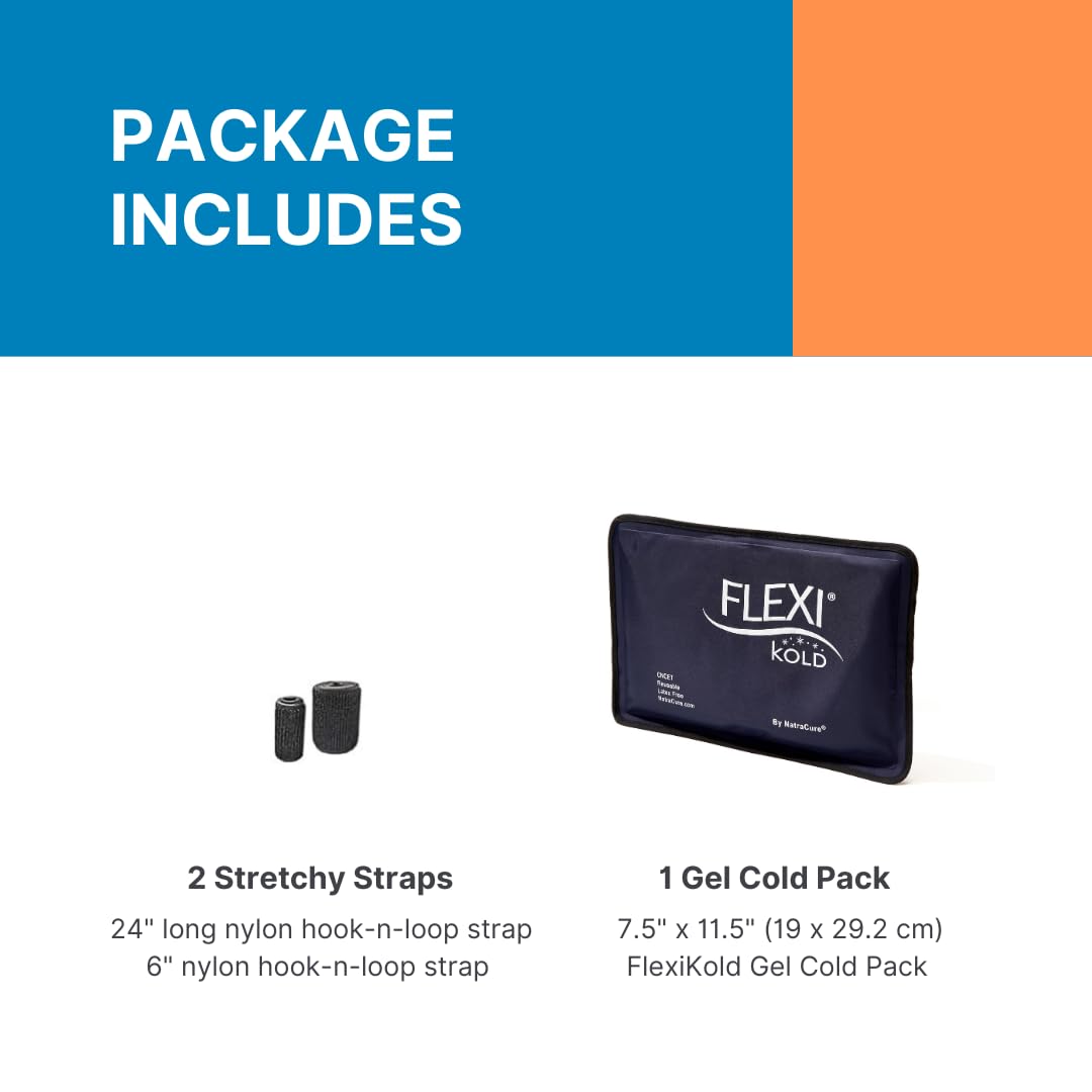 FlexiKold Reusable Gel Ice Pack with Straps – Cold Compress Pack for Injuries – Flexible Medical Ice Wrap for Back, Shoulders, Legs, Knees, Sciatica, Muscle Pain – Half Size