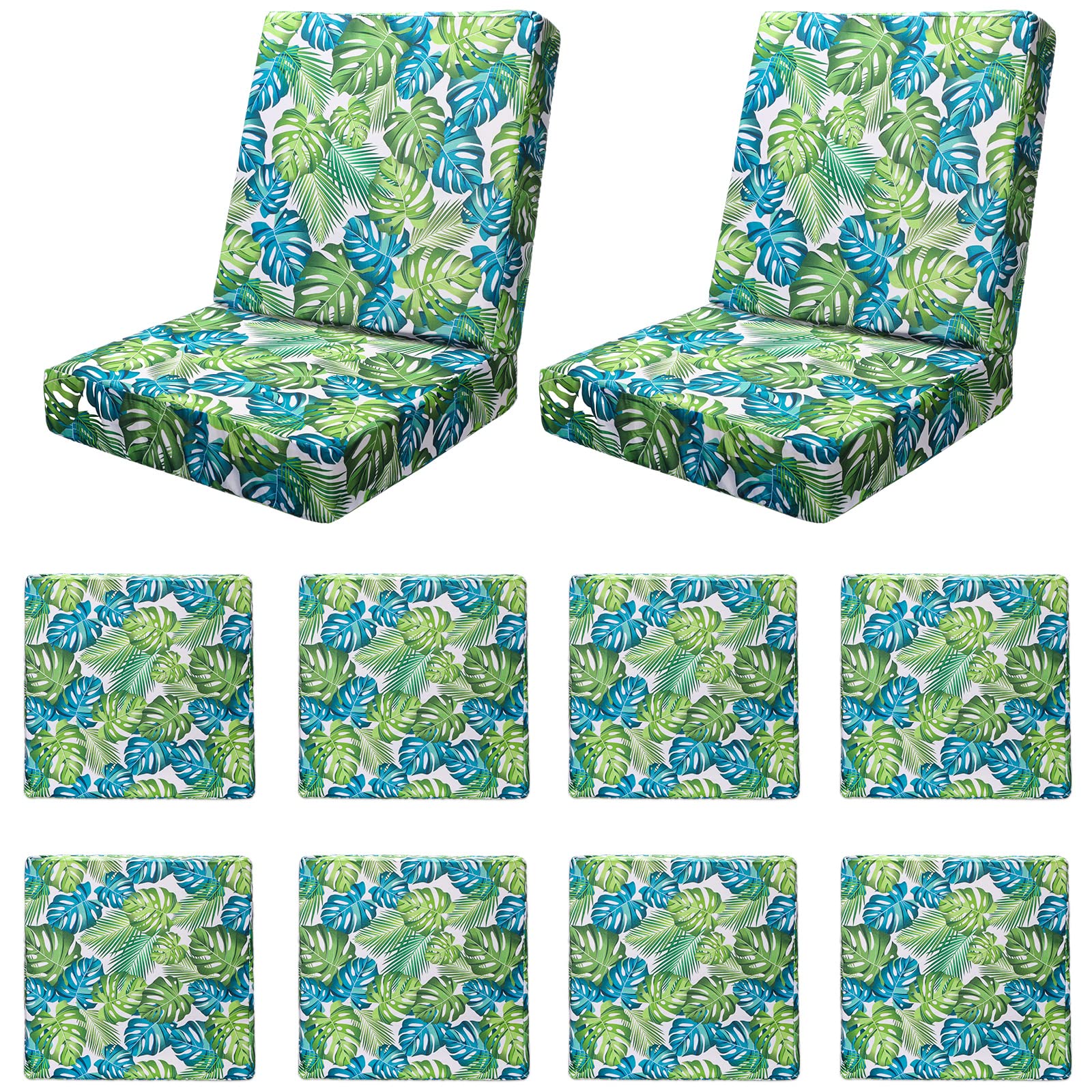 Batiyeer 8 Pcs Outdoor Cushion Slipcovers Patio Chair Cushion Covers Replacement Waterproof Square Outdoor Seat (20 x 20 x 4 Inch)