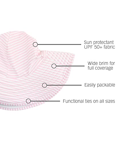 RuffleButts® Baby/Toddler Girls Pink Striped Seersucker Swim Hat - 6-10