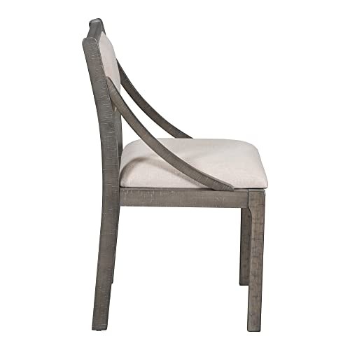 KoiHome 2pc Retro, Upholstered Solid Wood Legs and Frame, Set of 2 Chairs with Armrest and Seat Cushions for Kitchen, Restaurant, Dining Room (Gray)