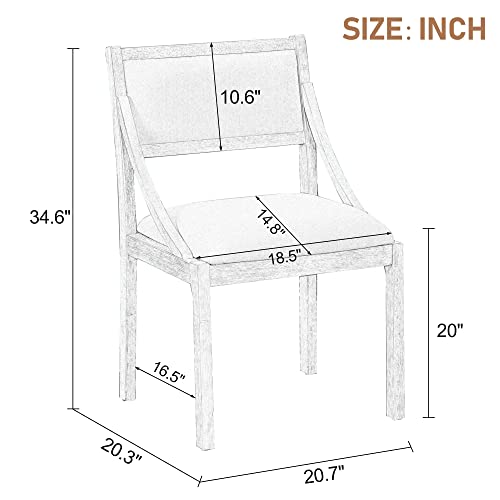 KoiHome 2pc Retro, Upholstered Solid Wood Legs and Frame, Set of 2 Chairs with Armrest and Seat Cushions for Kitchen, Restaurant, Dining Room (Gray)