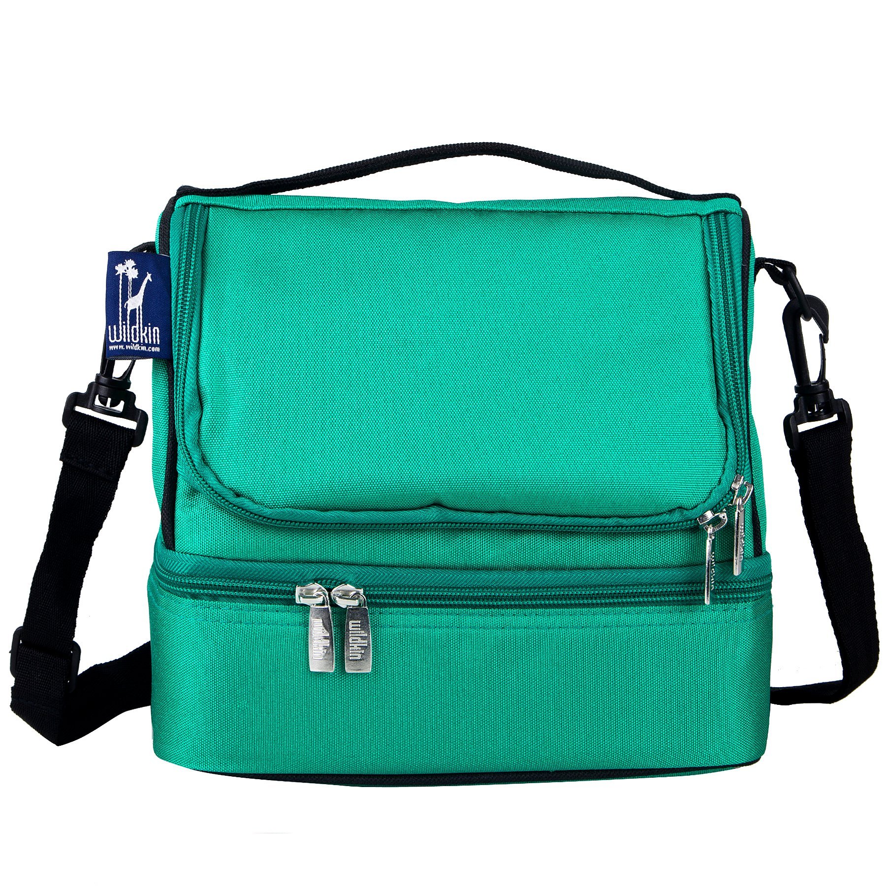 Wildkin Two Compartment Insulated Lunch Bag for Boys And Girls, Measures 9 x 8 x 6 Inches Lunch Box Bag for Kids, Ideal for Packing Hot or Cold Snacks for School And Travel, BPA-Free (Emerald Green)