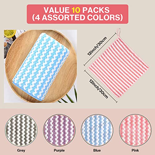 AMITER Kitchen Dish Towels, 100% Cotton Kitchen Towels and Dishcloths Set, 10 Pack Dish Cloths for Washing Dishes Dish Rags for Drying Dishes Kitchen Wash Clothes Cleaning Towel