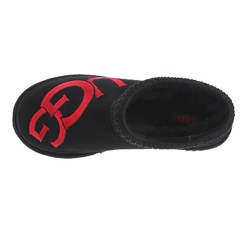 UGG Men's Tasman Logo Slipper, Black / Samba Red, 10
