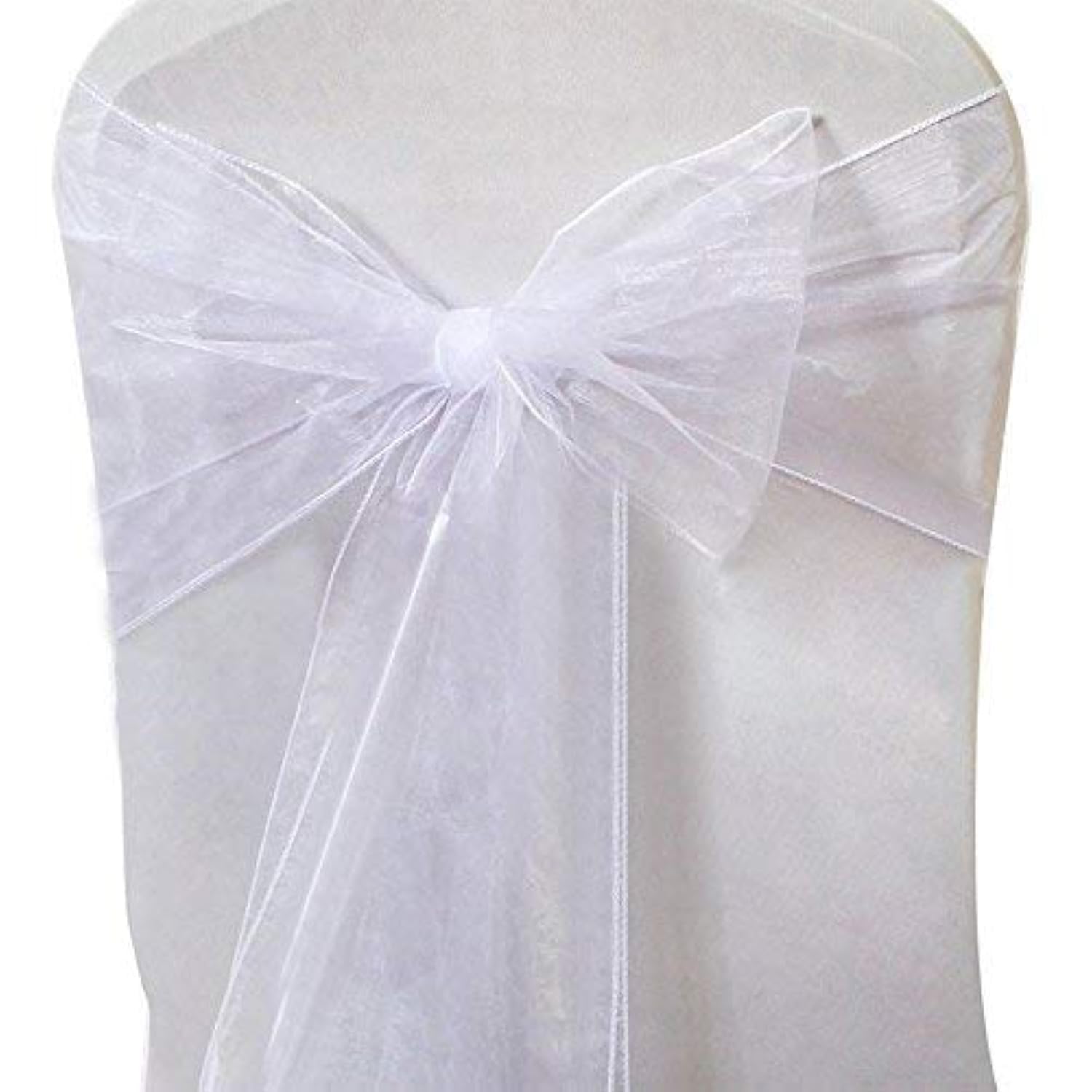 Lucky 10/20/50/100 Pack Organza Banquet Chair Sash Sashes Bows Ties for Weddings Party Decoration White Pink Purple Gold Red(20 Pack, White)