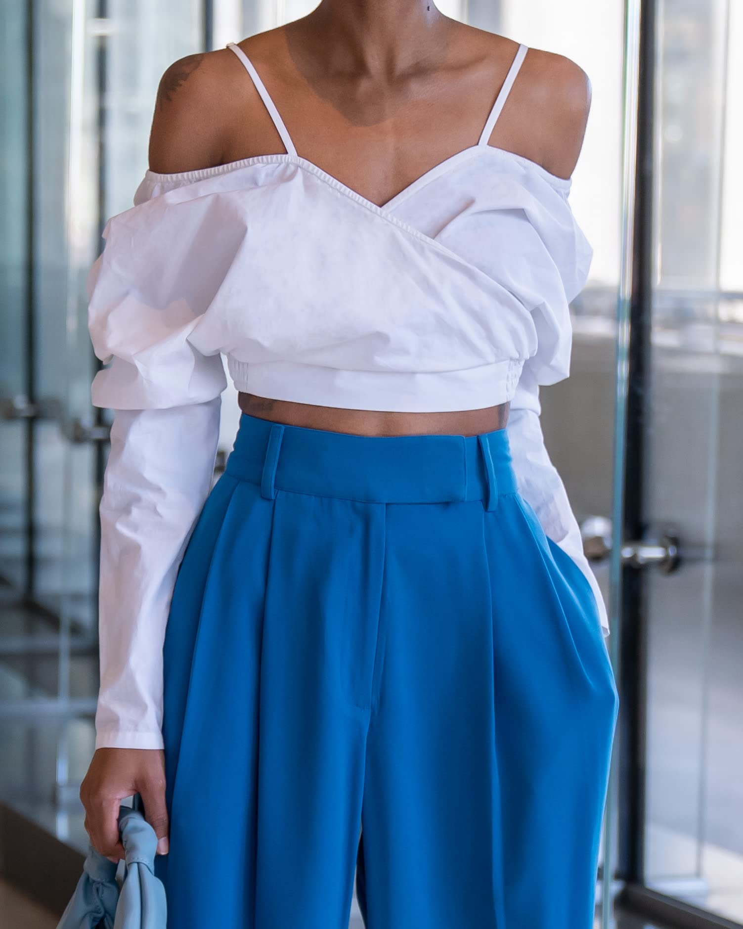 The Drop Women's White Off Shoulder Draped Crop Top by @signedblake, L