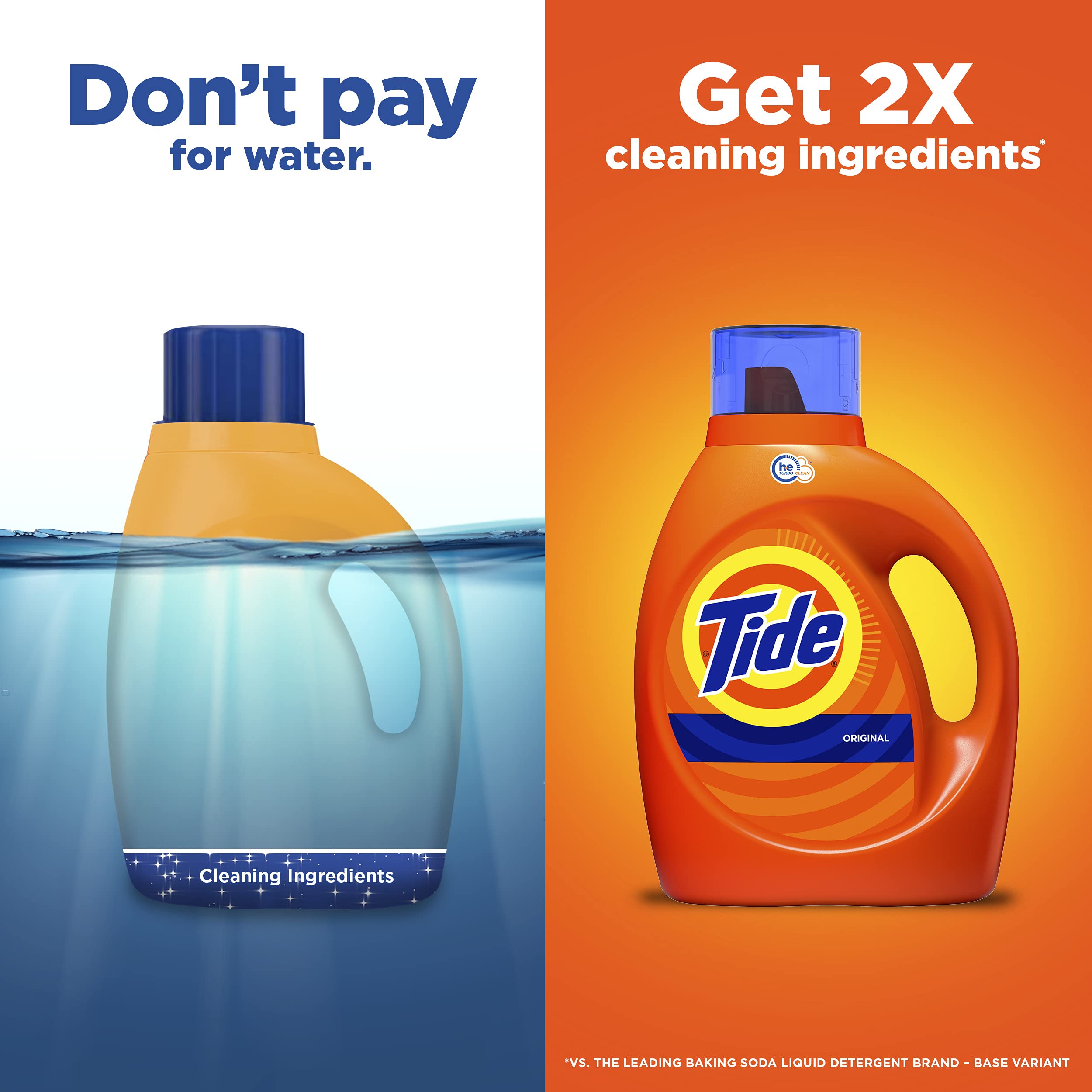 Tide Liquid Laundry Detergent Soap, High Efficiency (HE), Original Scent, 64 Loads (Pack of 2)