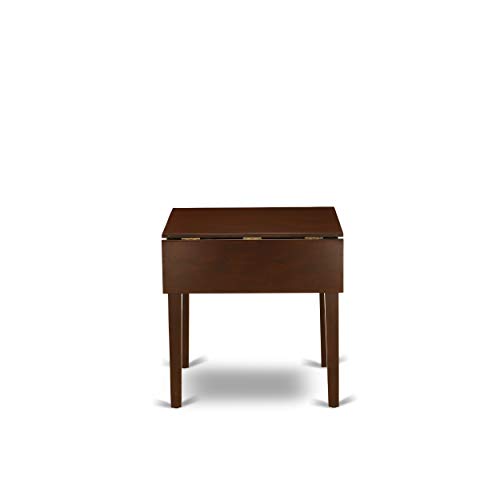 East West Furniture NDBA3-MAH-18 3 Piece Kitchen Table Set Contains a Rectangle Dining Room Table with Dropleaf and 2 Brown Linen Linen Fabric Parson Dining Chairs, 30x48 Inch, Mahogany