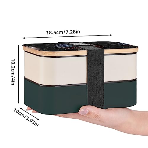 American Flag Firework Premium Bento Lunch Box, 2 Compartments Leakproof Lunch Box With Cutlery For Adults, Microwave & Dishwasher Safe