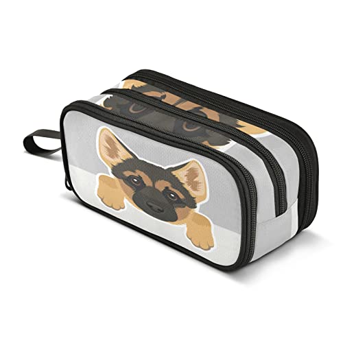 J JOYSAY German Shepherd Puppy Dog Pencil Case Large Big Capacity Pencil Bag for Girls Boys Pen Bag Stationery Pouch Zipper for College Students School Office