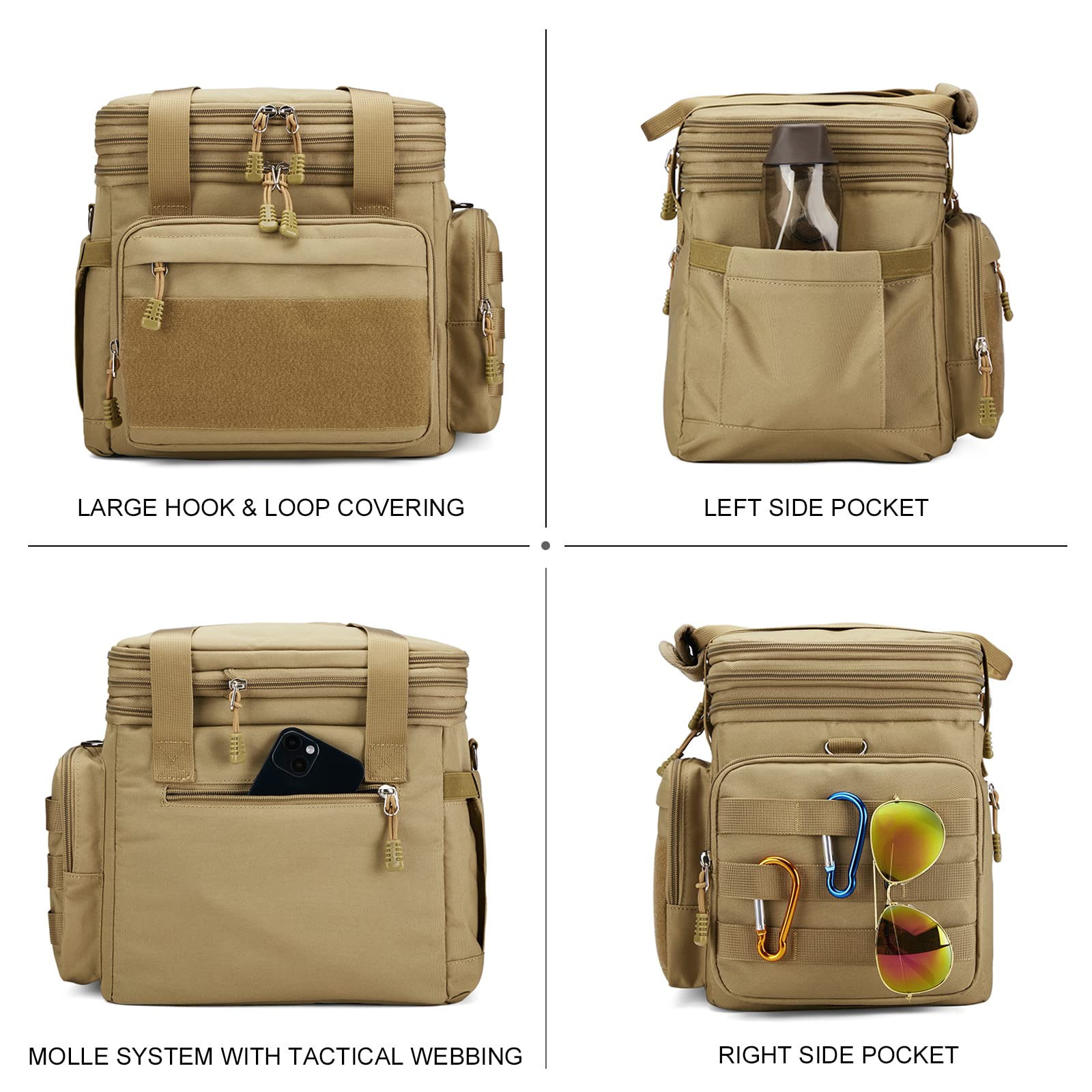 Gafetrey Large Tactical Lunch Box for Men, Insulated Lunch Bag Adult, Thermal Lunchbox Leakproof Waterproof Cooler Bag, Dual Compartment Lunch tote, Large Lunch Pail for Work Office Camping 24L