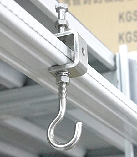 C Clamp Stainless Steel, Beam Clamp; C Clamps.Comes with Stainless Steel Hooks That Can Withstand 100 Pounds of Static Gravity (3Pcs) (round platen)