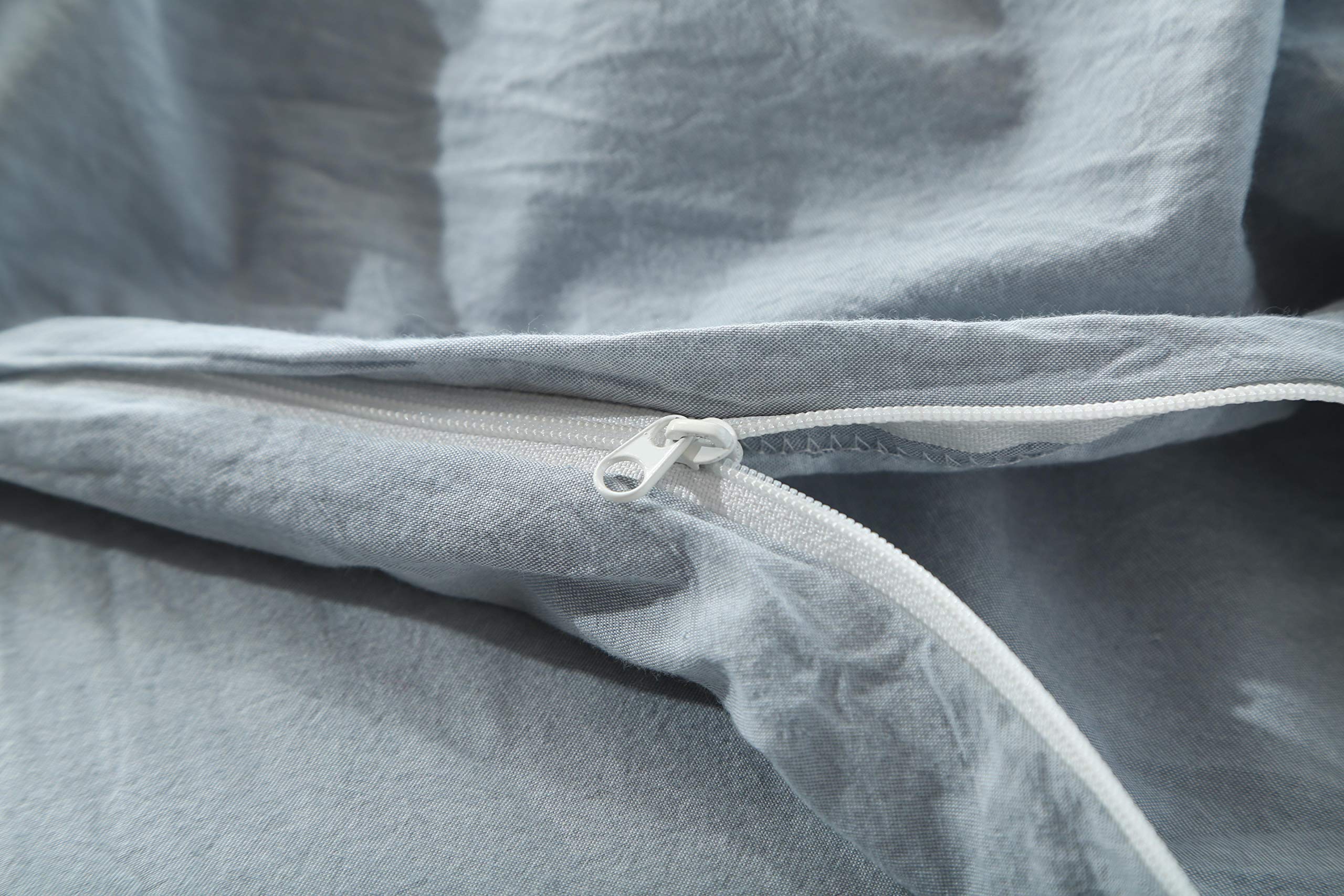 F.Y.Dreams 100% Washed Cotton Duvet Cover for Weighted Blanket 48x72 inches with 8 Ties, Zipper on Long Side/Light Blue/Just Duvet Cover