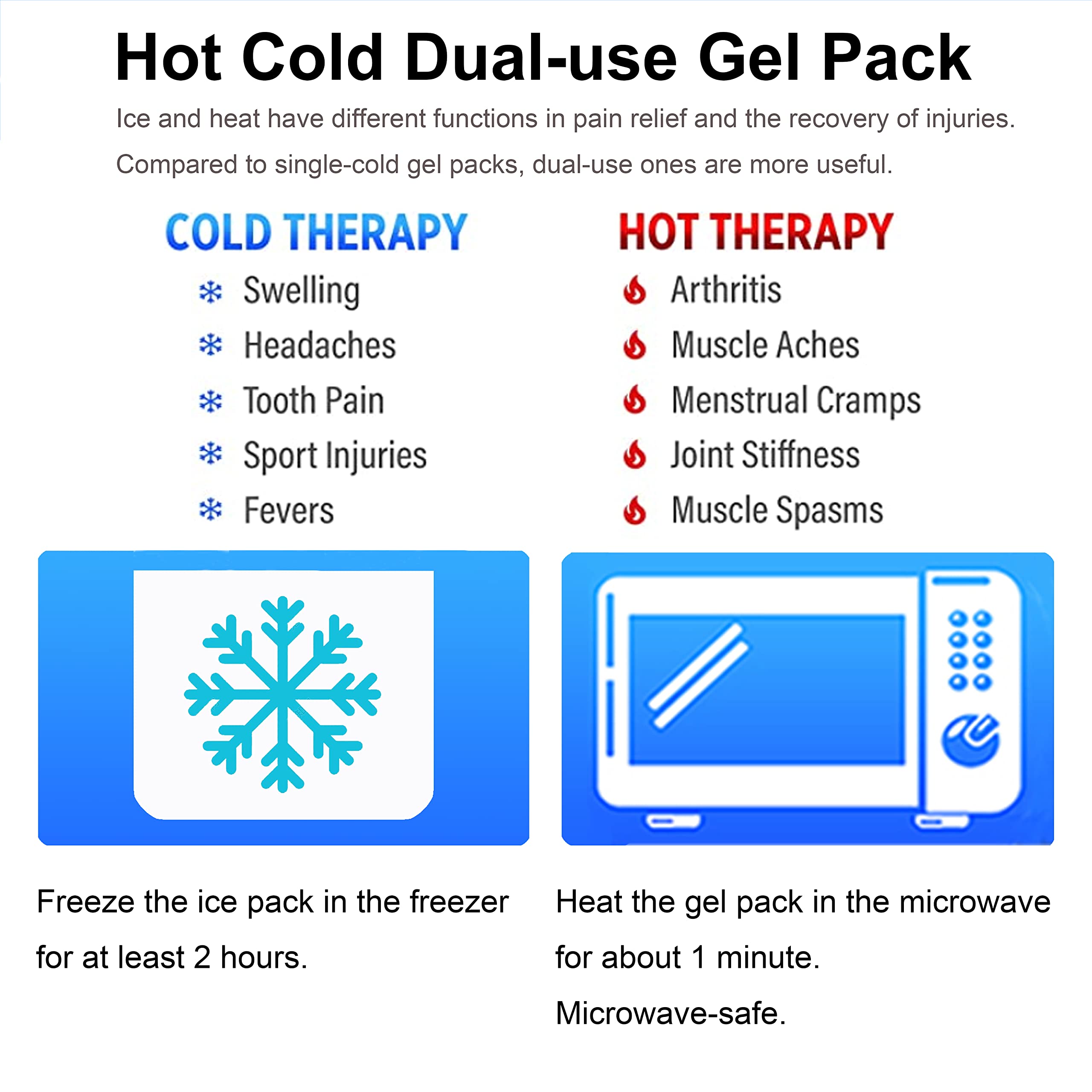 Koo-Care Large Flexible Gel Ice Pack for Injuries Reusable Hot Cold Compress - Fit for Shoulder Arm, Back, Hip, Knee, Shin, Foot Pain Relief, Swelling, Physical Therapy (L, 11" x 14") Pack of 2