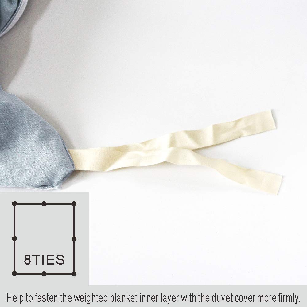 F.Y.Dreams 100% Washed Cotton Duvet Cover for Weighted Blanket 48x72 inches with 8 Ties, Zipper on Long Side/Light Blue/Just Duvet Cover