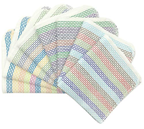 Mia'sDream Cleaning Rags Tidy Cotton Dish Cloths Dish Rags Cleaning Cloth, Absorbent Odor Free Dishcloths Kitchen Dish Towels, 13inch x 13inch 8 Pack Multi Colors