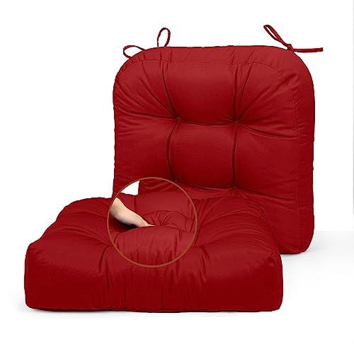Focuprodu Set of 2 Outdoor Chair Cushions 19x19 Thickened and Durable Patio Furniture Cushions, All-Weather Wicker Chair Cushions for Outdoor/Indoor Use (Vermillion)