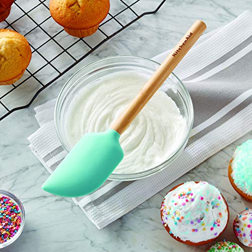 KitchenAid Universal Bamboo Handle Scraper Spatula, 11-Inch, Aqua