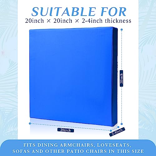 Batiyeer 8 Pcs Outdoor Cushion Slipcovers Patio Chair Cushion Covers Replacement Waterproof Square Outdoor Seat, 20 x 20 x 4 Inch (Royal Blue)