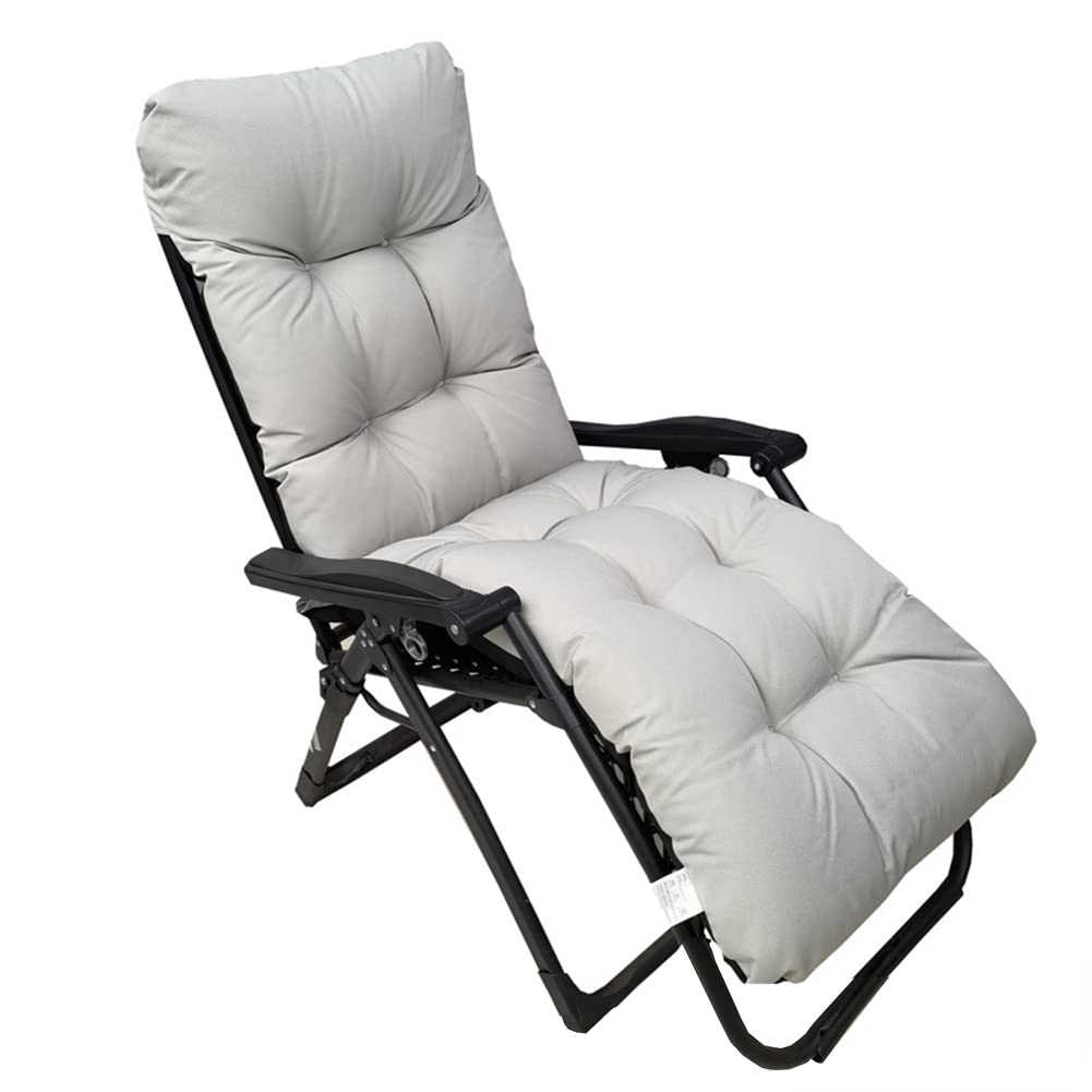 COGINQUS Waterproof Outdoor Lounge Chair Cushion 65 Inch-Sun Patio Chaise Lounger Cushion with Ties and Top Cover (Light Gray, 65 inch)