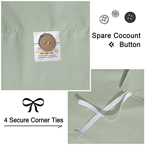 PHF Sage Green Duvet Cover Queen Size, Comfy Lightweight Skin-Friendly Comforter Cover Set with Button Closure, Soft Durable Bedding Collection with 2 Pillowcases for All Season, 90" x 90"