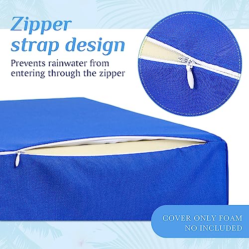 Batiyeer 8 Pcs Outdoor Cushion Slipcovers Patio Chair Cushion Covers Replacement Waterproof Square Outdoor Seat, 20 x 20 x 4 Inch (Royal Blue)