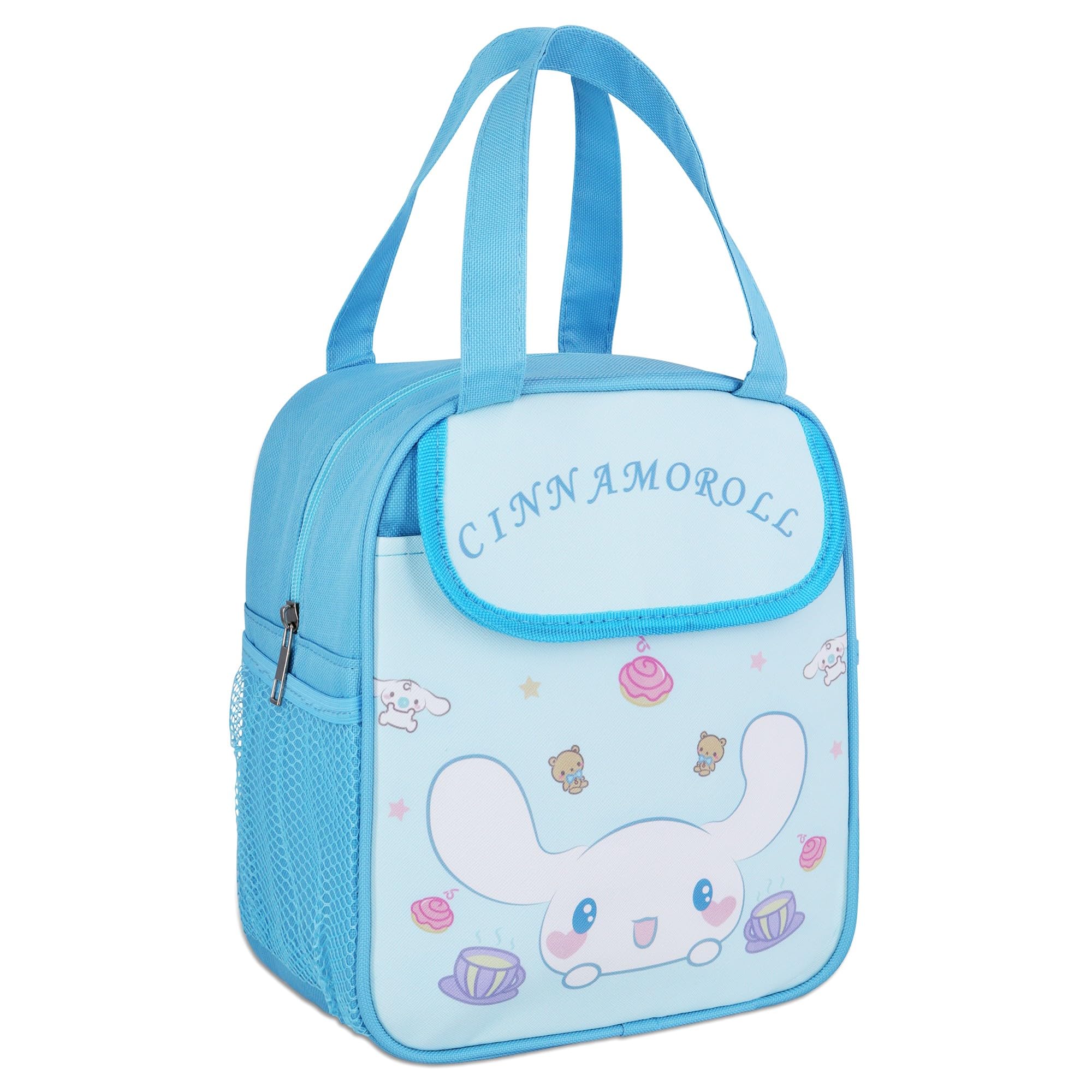 Roffatide Anime Cinnamoroll Big Ear Lunch Bag for Man Woman Leakproof Lunch Box Large Compartment Heat Preservation for Cold Two Applicable Lunch Container Tote for Work Travel Blue