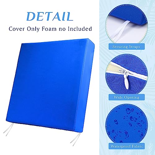 Batiyeer 8 Pcs Outdoor Cushion Slipcovers Patio Chair Cushion Covers Replacement Waterproof Square Outdoor Seat, 20 x 20 x 4 Inch (Royal Blue)