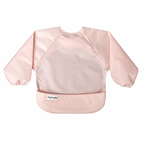 Tiny Twinkle Mess Proof Baby Bib, 2 Pack Long Sleeve Bib Outfit, Waterproof Bibs for Toddlers, Machine Washable, Tug Proof (Rose Burgundy, Small 6-24 Months)