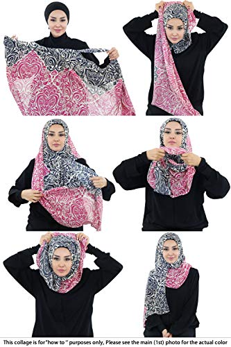 Aisha's Design Chiffon Hijab Scarf for Women Muslim, Presewn Instant Turban Shawl, Ivory