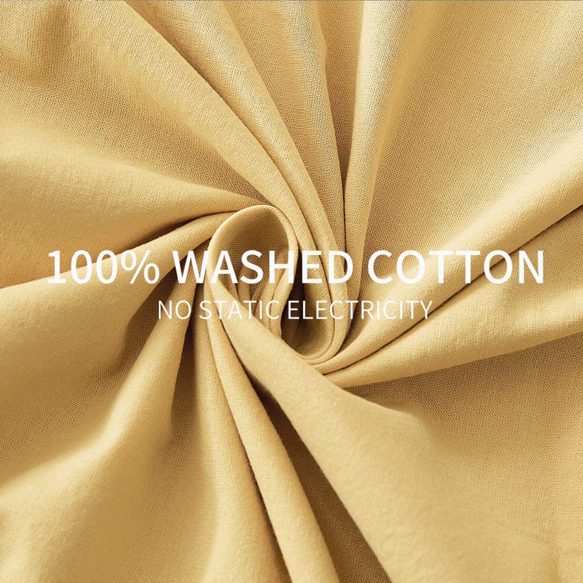 Melingo Mustard Yellow Duvet Cover Twin Size - Cotton Twin Duvet Cover Set, 1 Comforter Cover 68x90 Inches with Button Closure and 1 Pillow Shams (No Comforter)