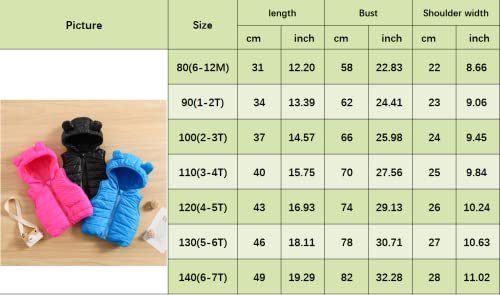 LOPJGH Toddler Baby Boys Girls Jacket Coats Bear Ears Hooded Solid Color Puffer Warm Down Coat Winter Outerwear (Black Vest, 5-6 years)
