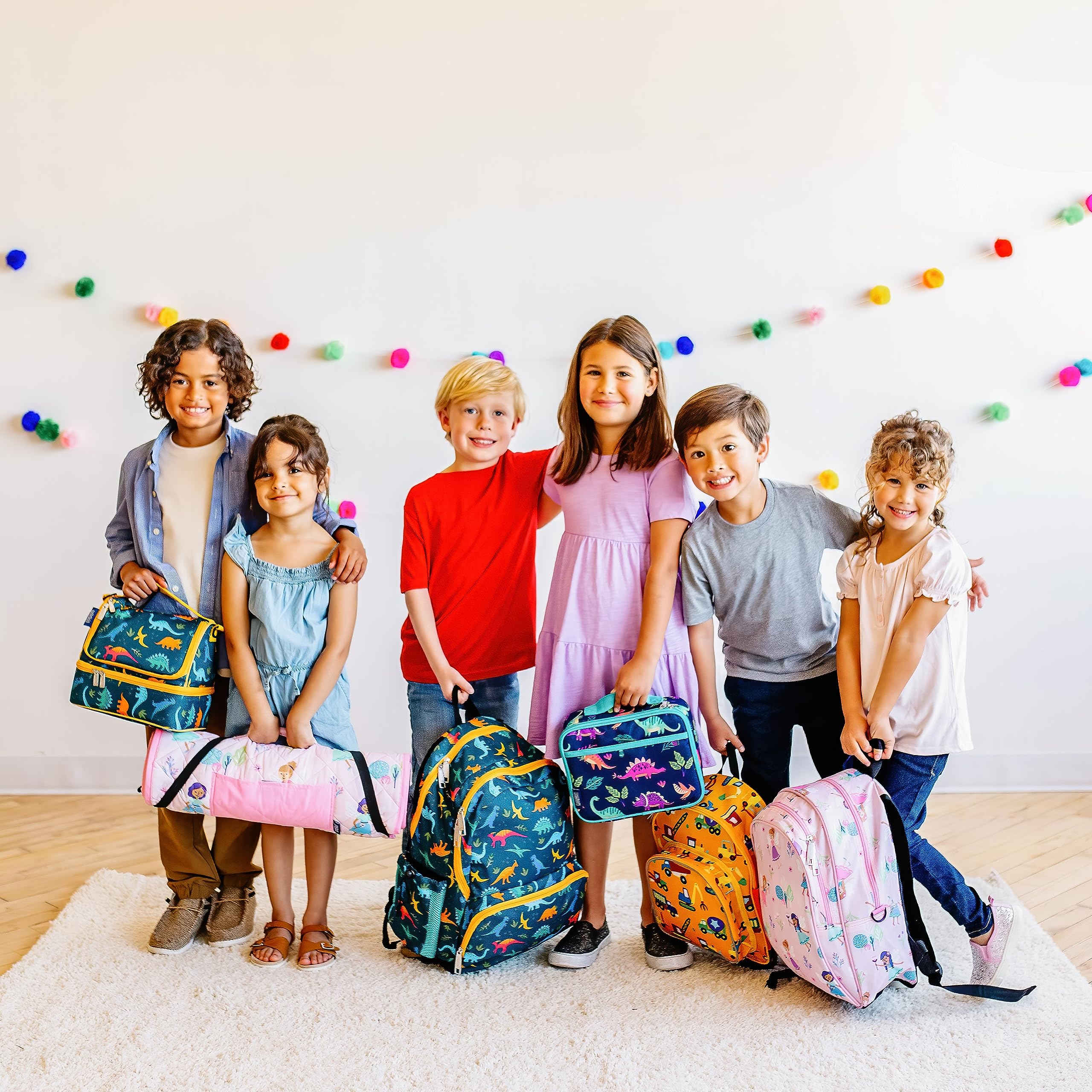 Wildkin Two Compartment Insulated Lunch Bag for Kids – School & Travel Ready - Rainbow Hearts