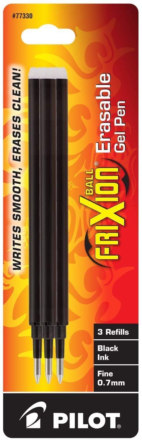 PILOT FriXion Gel Ink Refills for Erasable Pens, Fine Point, Black Ink, 15-Pack (77330)