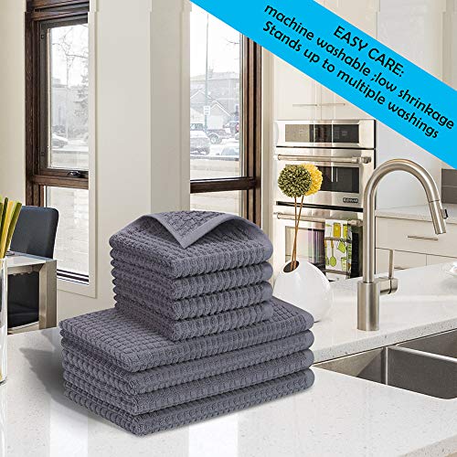 8Pack Kitchen Dish Towels ,100% Cotton Dish Cloths, Super Soft,Super Absorbent and Quick Drying Anti Odor,Very Suitable for Kitchen Cooking and Cleaning Kitchenware Washing,Drying Dishes (Gray)