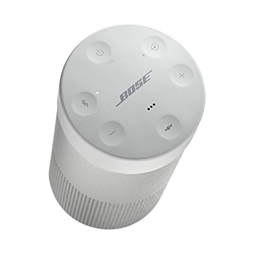 Bose SoundLink Revolve (Series II) Portable Bluetooth Speaker – Wireless Water-Resistant Speaker with 360° Sound, Silver & SoundLink Revolve Charging Cradle Black