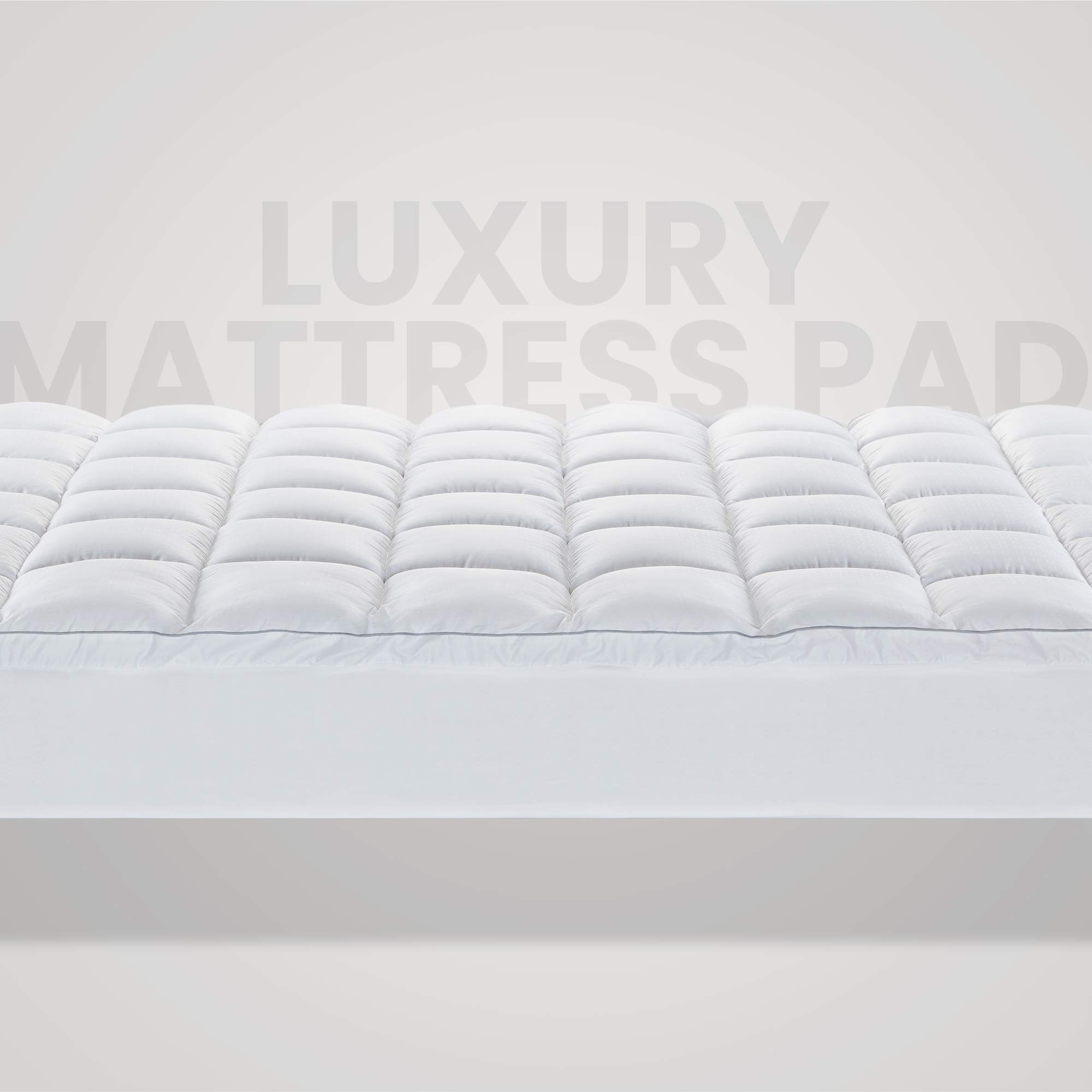 SLEEP ZONE Queen Size Cotton Mattress Pad, Machine Washable Mattress Protector Cover, Soft Cotton Top Cooling Mattress Topper Fits 8-21 inch Deep Pocket, Queen