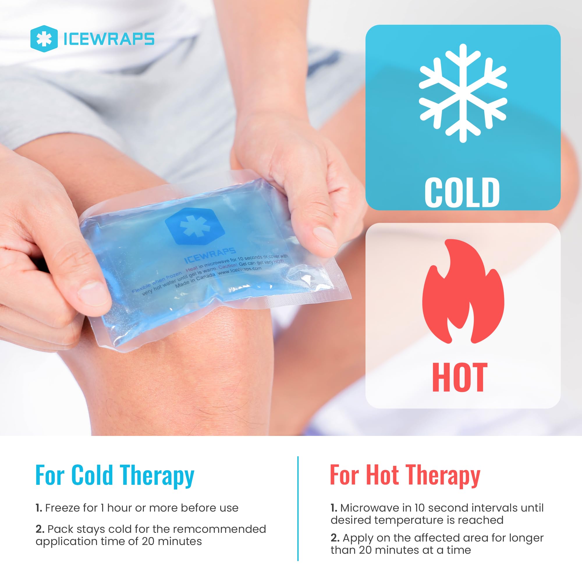 ICEWRAPS Hot & Cold Ice Packs - 3 x 5 in. Soft Gel Ice Packs β Reusable for Injuries Headaches, Joints, Fevers, & More β Made of Pro-Grade, Puncture-Proof Material (6 Packs)