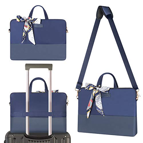 Laptop Bag for Women 15.6-Inch Carrying - Computer Bag Laptop Case Shoulder Slim Work Travel (Blue)