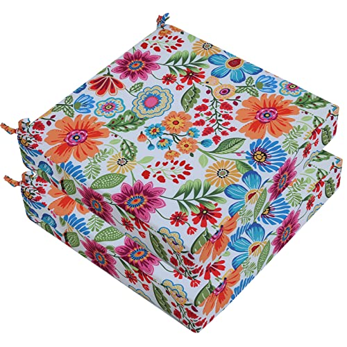 idee-home Outdoor Patio Chair Cushions Set of 2, Outdoor Chair Cushions for Patio Furniture, Replacement Seat Cushions 24x24 Waterproof
